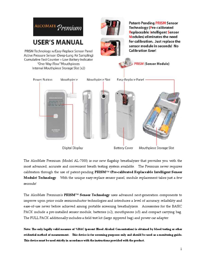 Alcomate Premium Manual | PDF | Equipment | Manufactured Goods