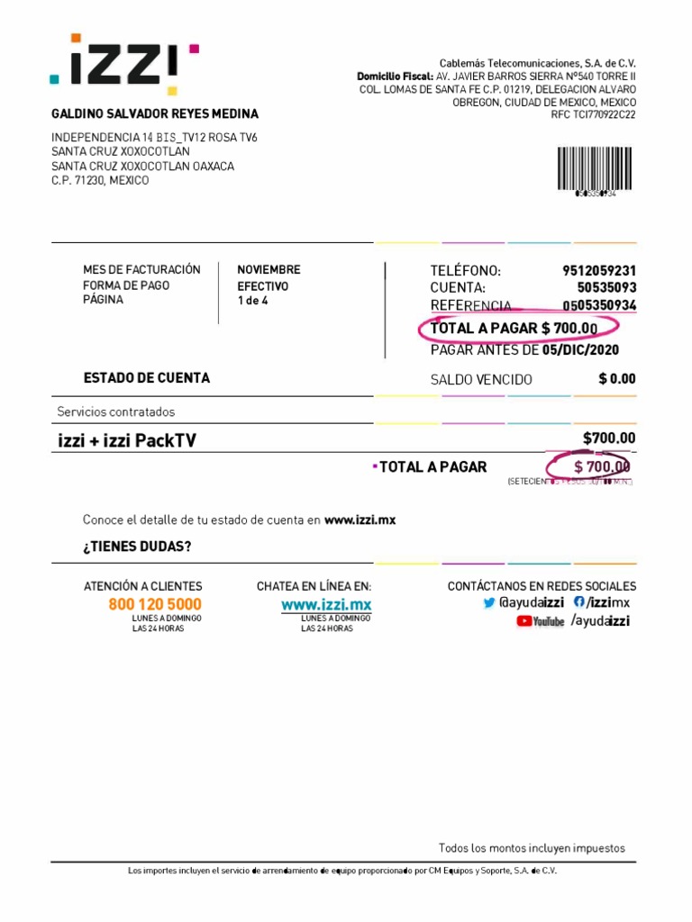 Recibo Izzi Actualizado PDF | PDF