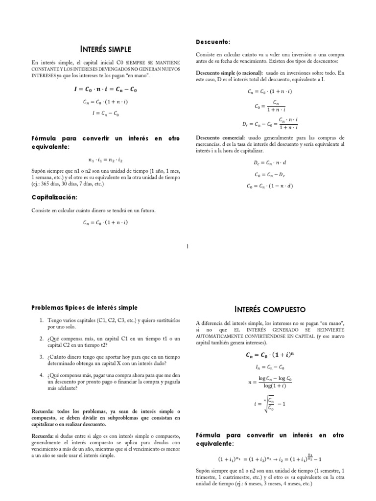 Fórmulas Matemáticas Financieras | Descargar gratis PDF | Finanzas ...