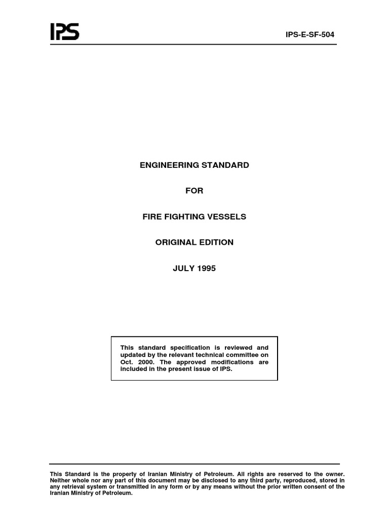 Engieering Standars For FIFI Vessel PDF | PDF | Firefighting | Pump