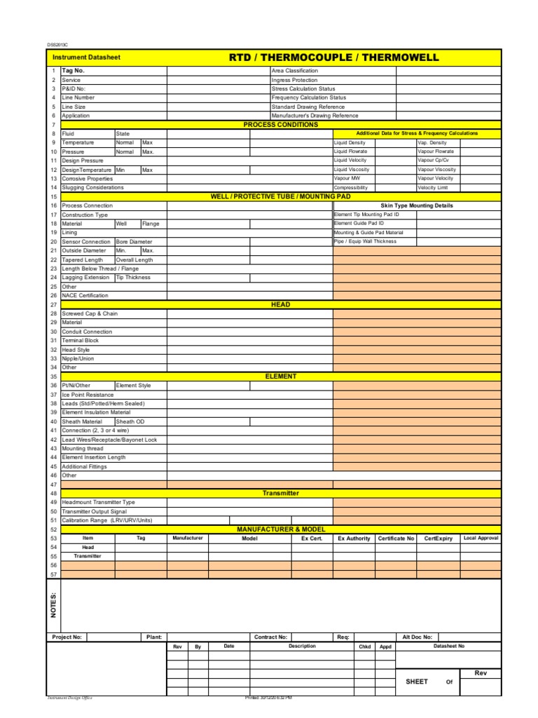 Datasheet For RTD and Thermowell | PDF | Pipe (Fluid Conveyance ...