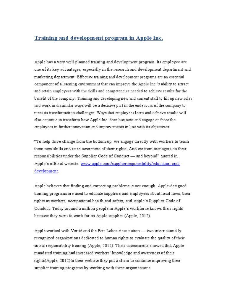 Apple Employee Training Programs Overview | PDF | Apple Inc. | Employment