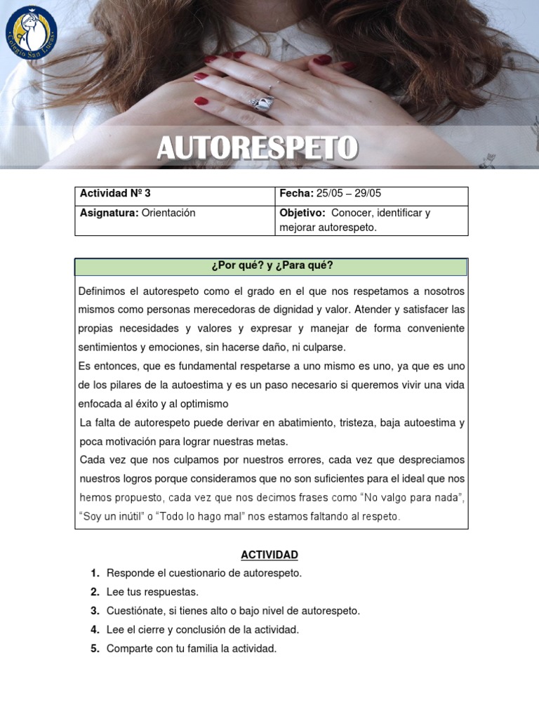 Actividad #3 Media (Autorespeto) | PDF | Autoestima | Ciencias del ...
