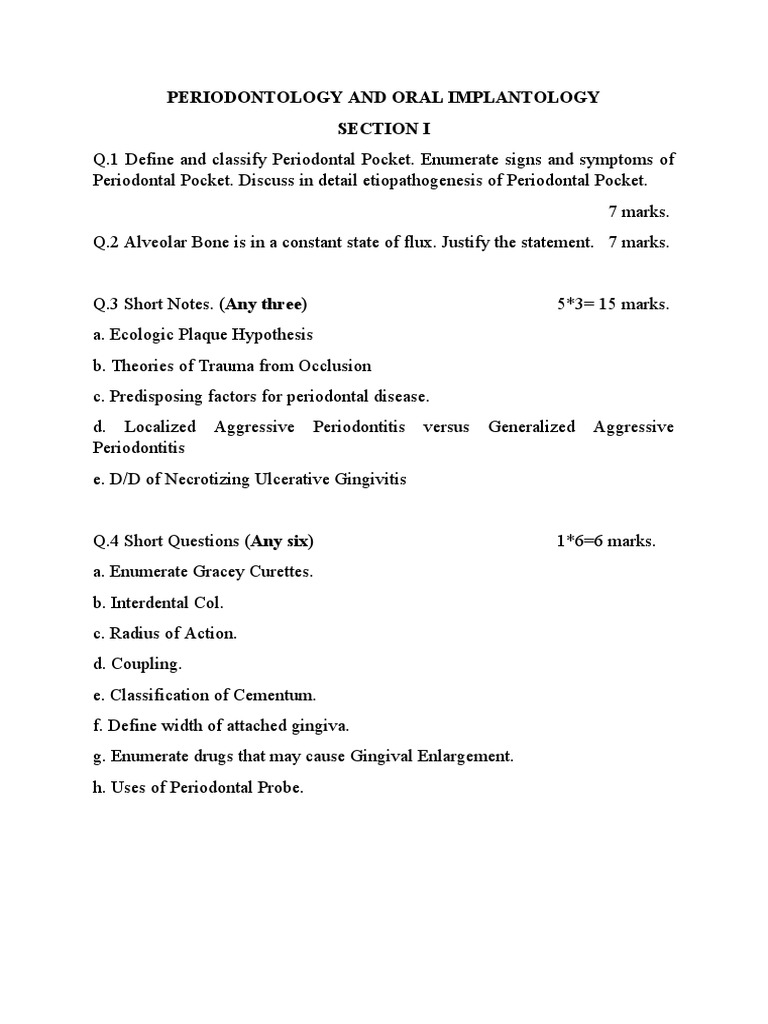 Perio Question Paper | PDF