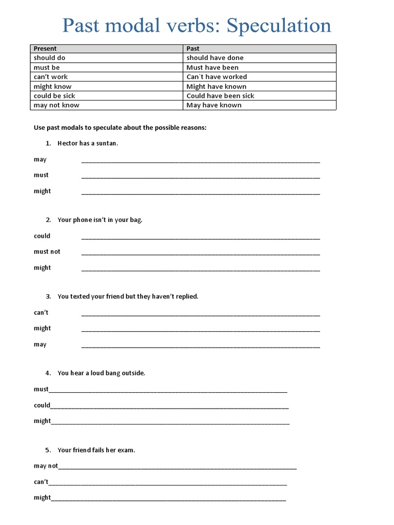 Modal Verbs in The Past Activities | PDF