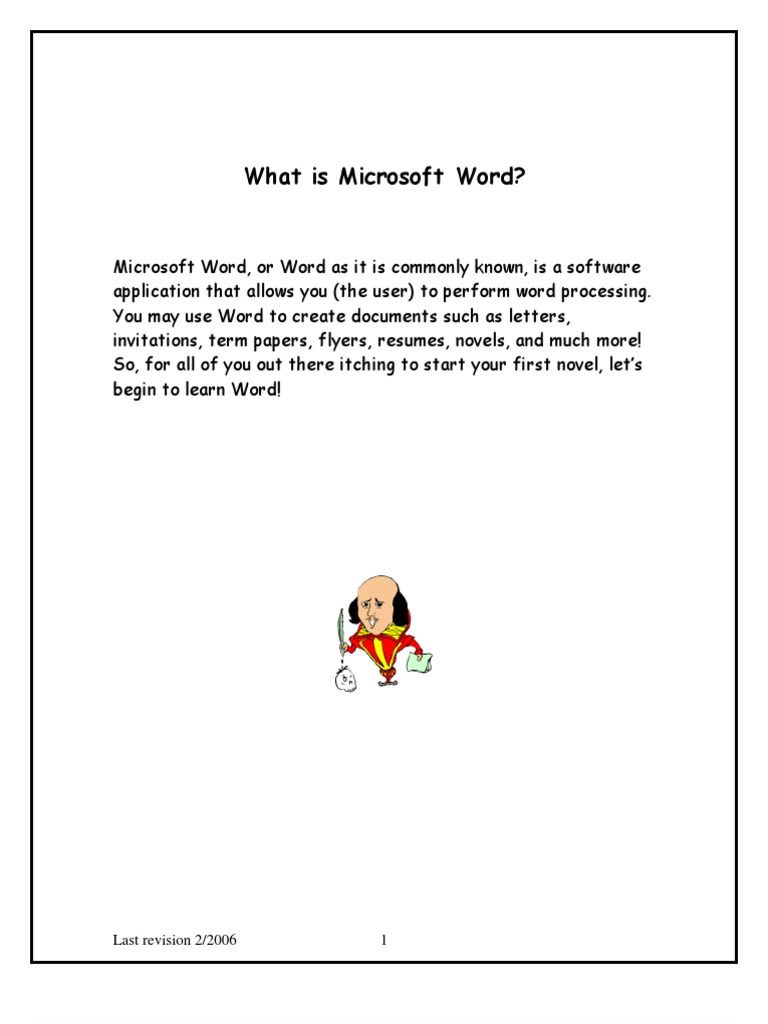 What Is Microsoft Word?: Last Revision 2/2006 1 | PDF | Microsoft Word ...