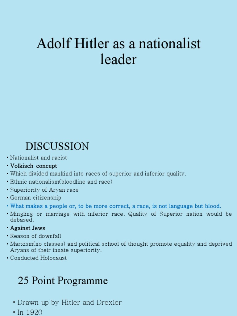 Adolf Hitler As A Nationalist Leader | PDF