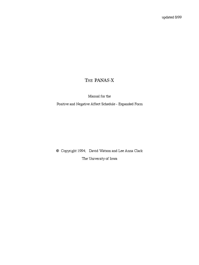 Panas X | PDF | Chronic Fatigue Syndrome | Affect (Psychology)