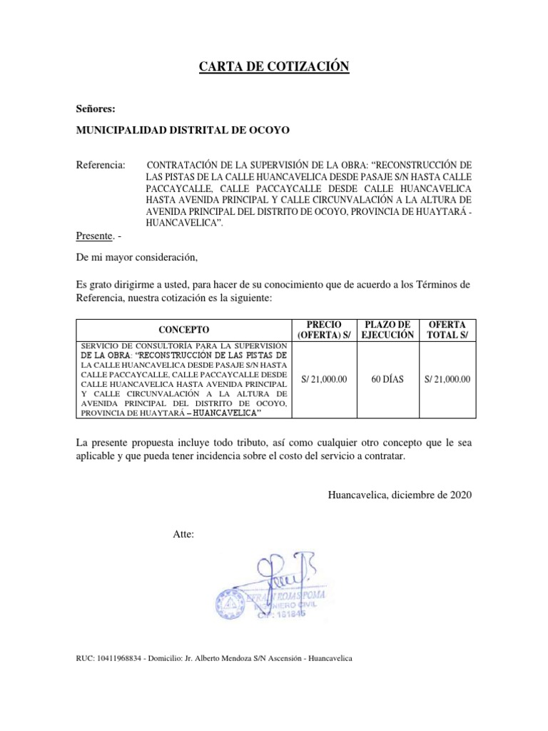 Carta de Cotizacion | PDF