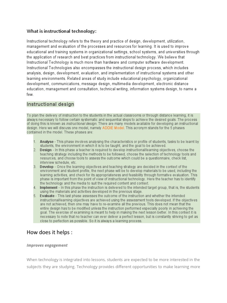 What Is Instructional Technology | PDF | Instructional Design ...