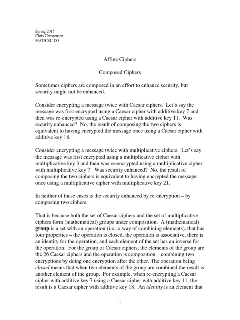 Affine Ciphers PDF | PDF | Cipher | Cryptography Affine Ciphers PDF | PDF | Cipher | Cryptography