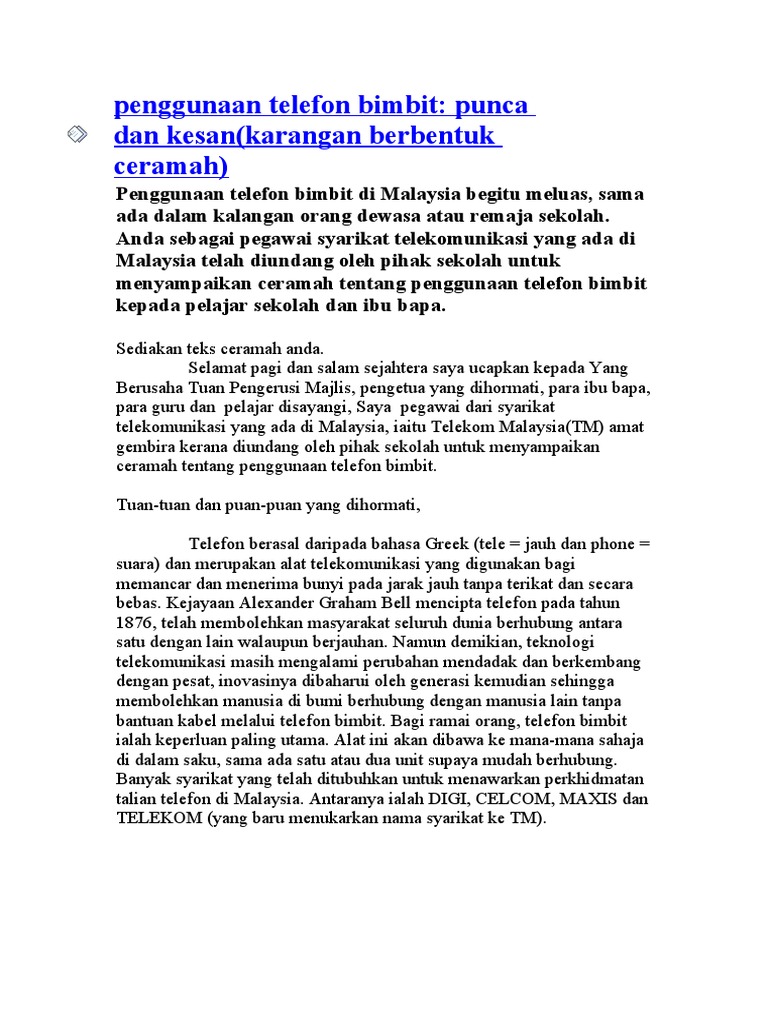 Penggunaan Telefon Bimbit | PDF