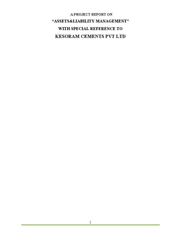 "Assets&liability Management"kesoram | PDF | Concrete | Building Materials