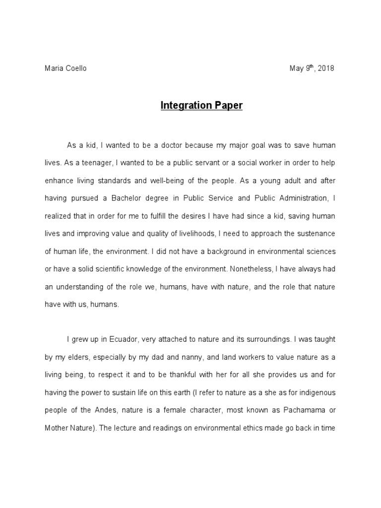 Integration Paper | PDF | Environmental Resource Management ...