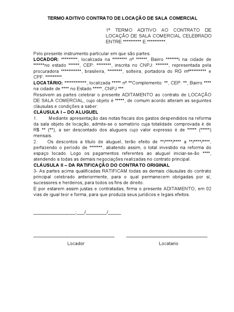 Aditivo de Contrato de Locação | PDF
