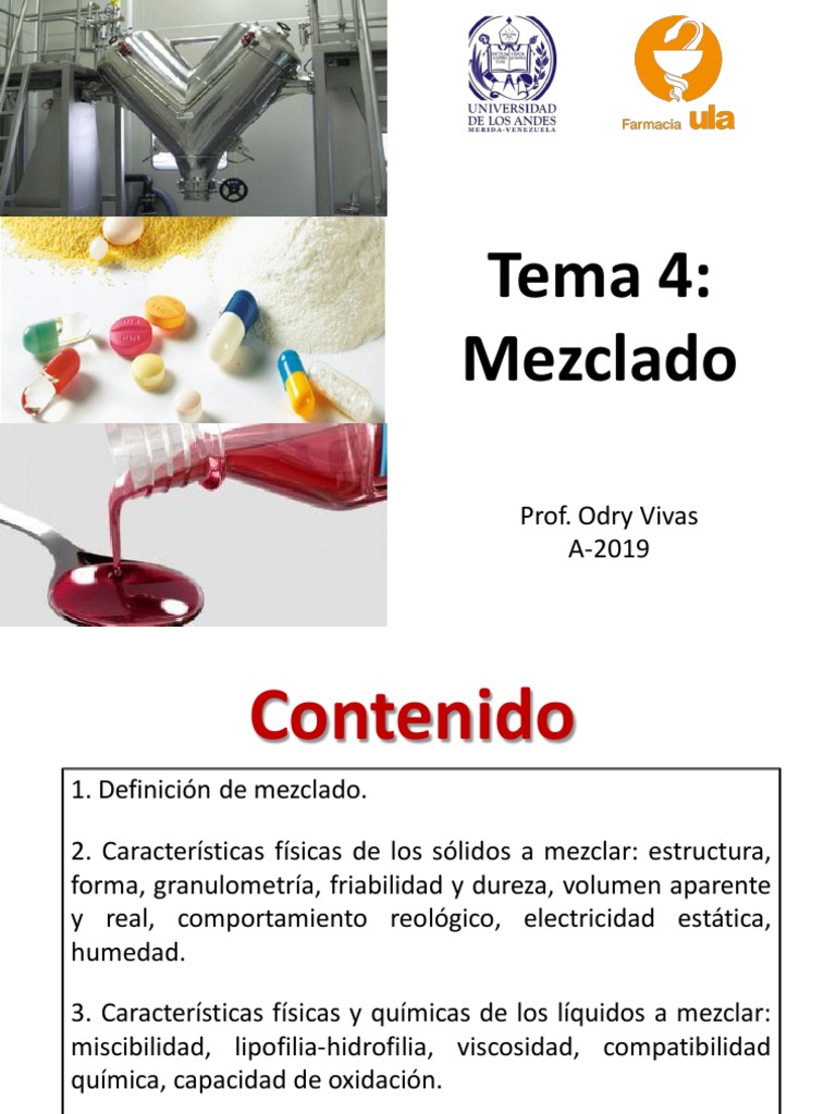 Definición y Parámetros del Mezclado | PDF | Mezcla | Reacciones químicas