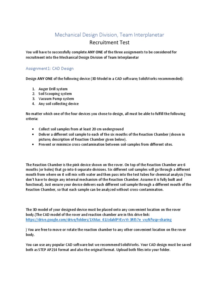 Recruitment Assignment Mechanical | PDF | Gear | Electric Motor