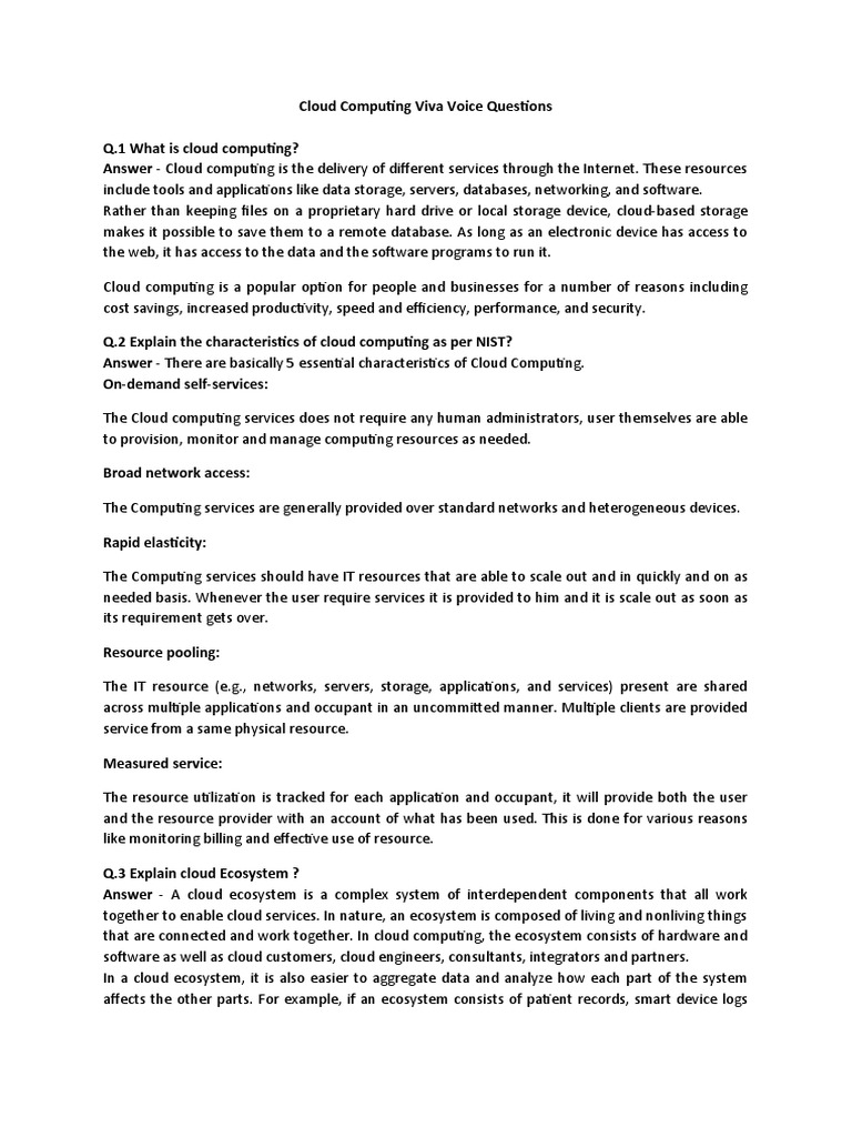 Cloud Computing Viva Question & Answer | PDF | Apache Hadoop | Desktop Virtualization