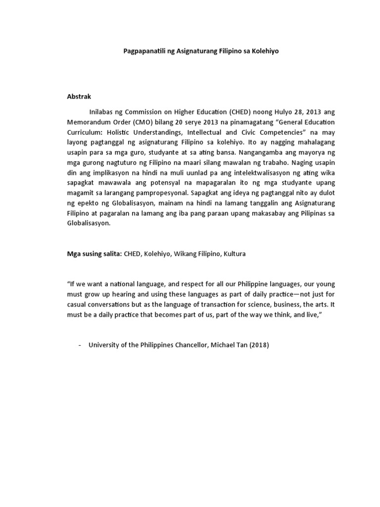 Asignaturang Filipino | PDF
