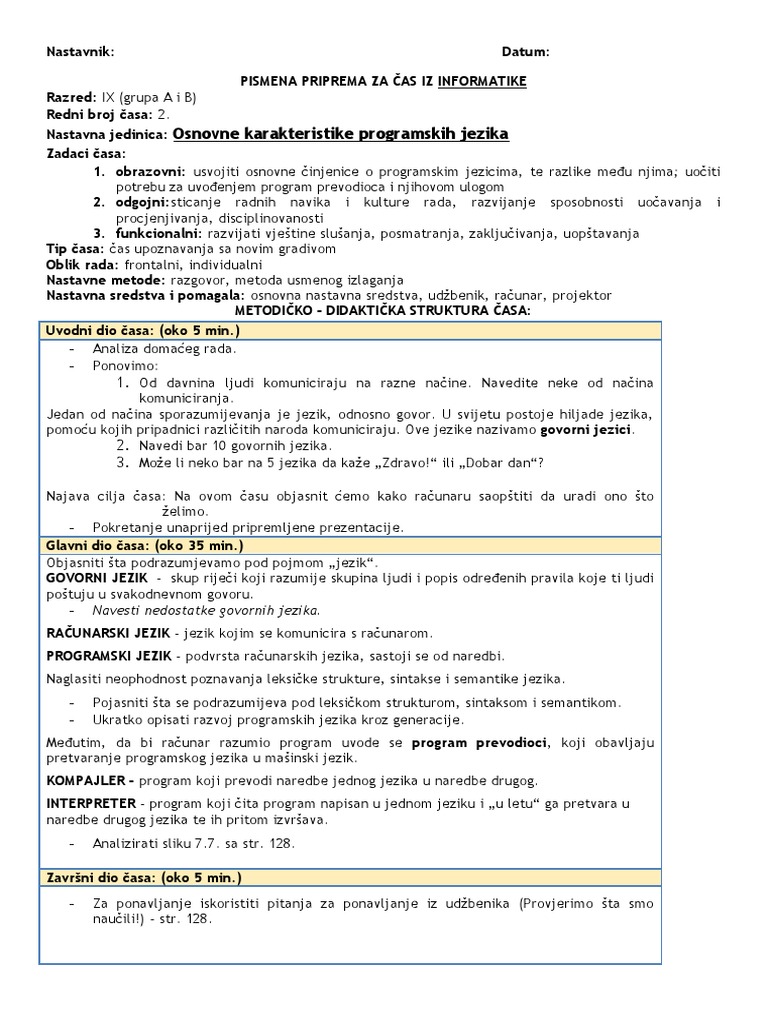 Osnovne Karakteristike Programskih Jezika: Navesti Nedostatke Govornih ...