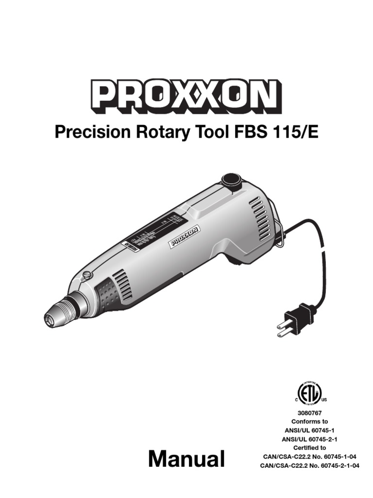 Precision Rotary Tool FBS 115/E: Manual | PDF | Hertz | Force