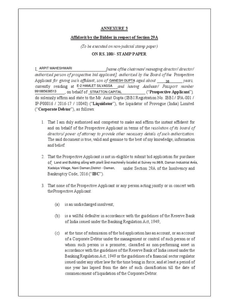 Annexure 3 in Process Edited | PDF | Affidavit | Bankruptcy