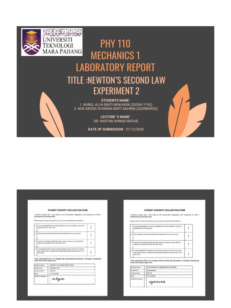 Lab Report Physics 2 | PDF | Acceleration | Force