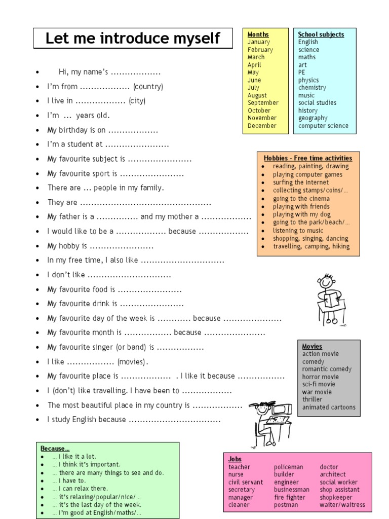 Let Me Introduce Myself: Months School Subjects | PDF