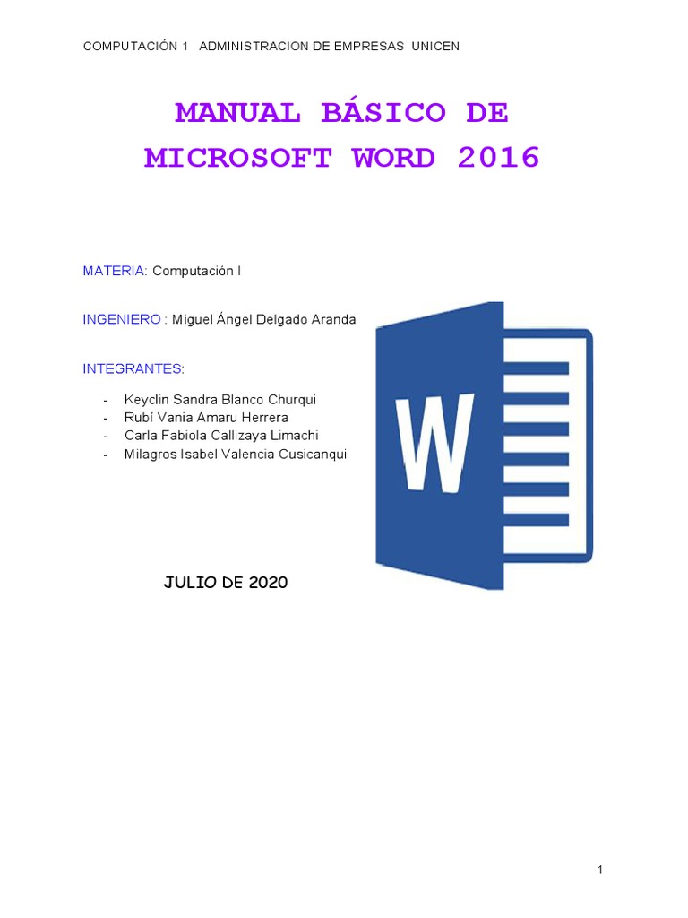 Manual Basico de Microsoft Word 2016 PDF | PDF | Microsoft Word ...