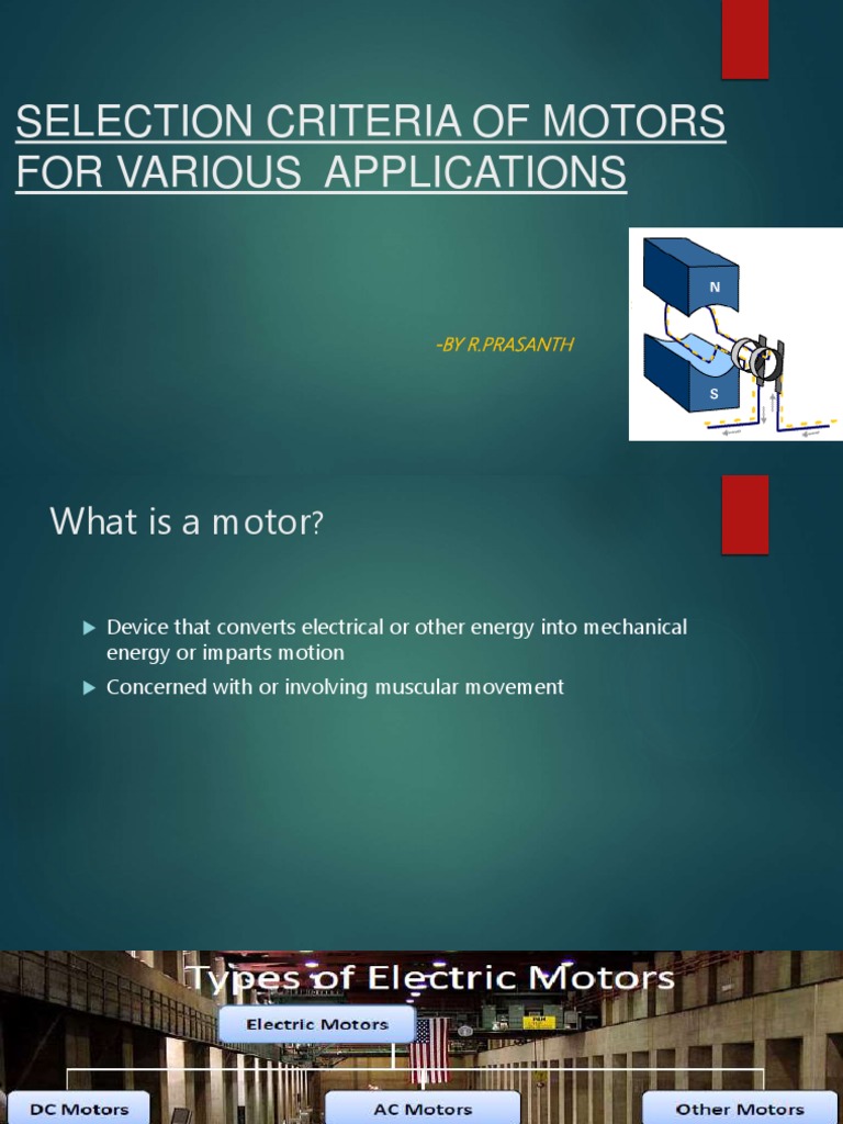Motor Selection Criteria for Applications | PDF | Electric Motor ...