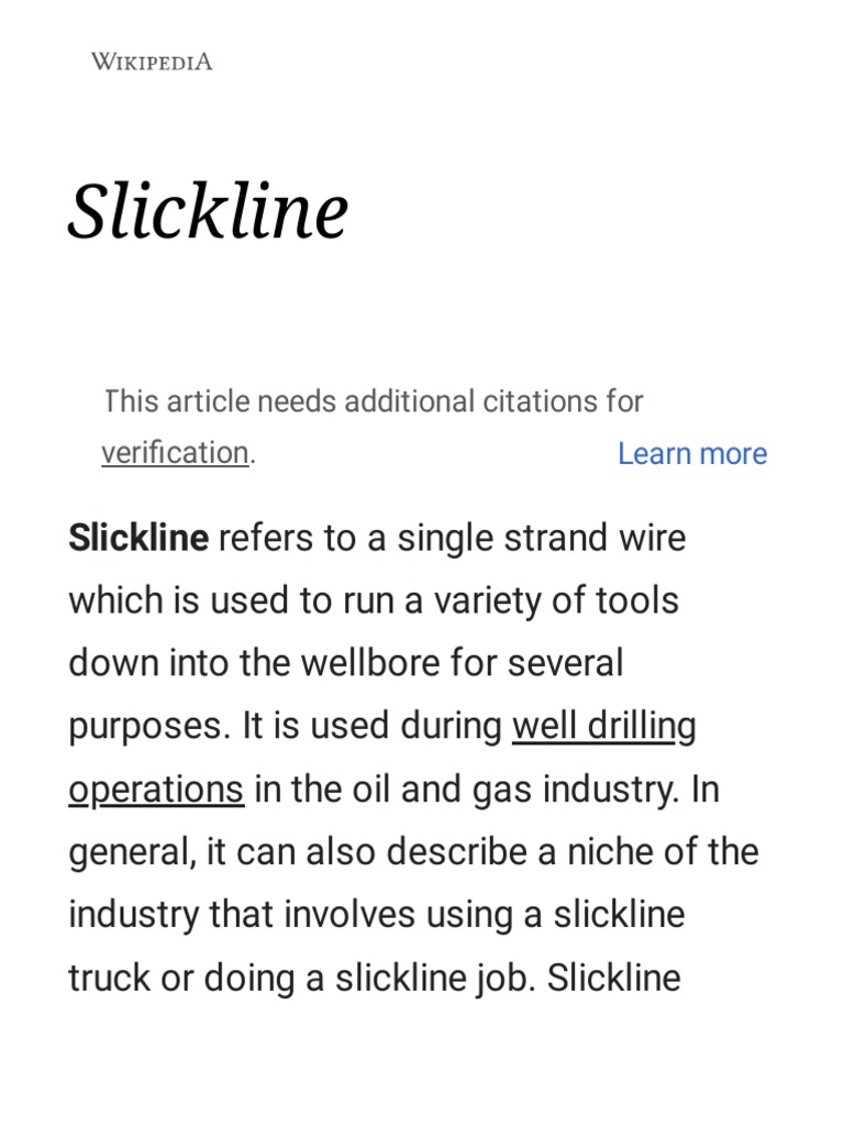 Slickline: Slickline Refers To A Single Strand Wire | Download Free PDF ...