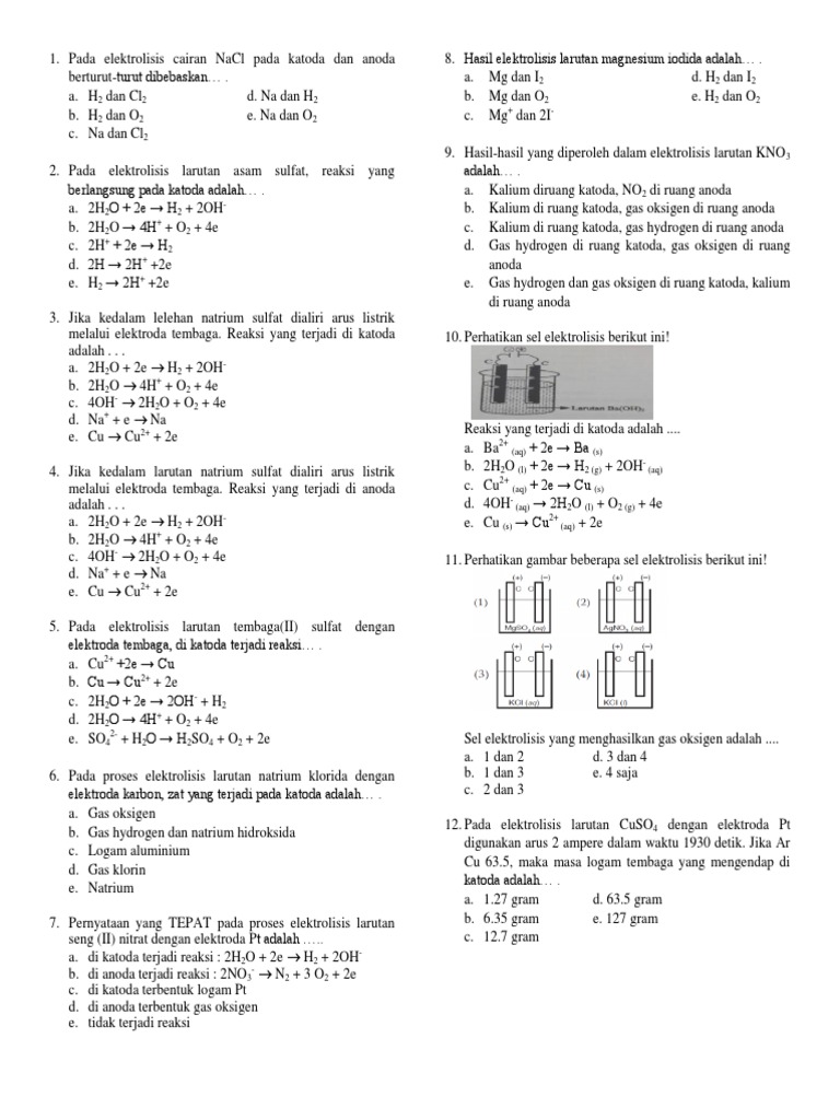 Latihan Soal Elektrolisis | PDF
