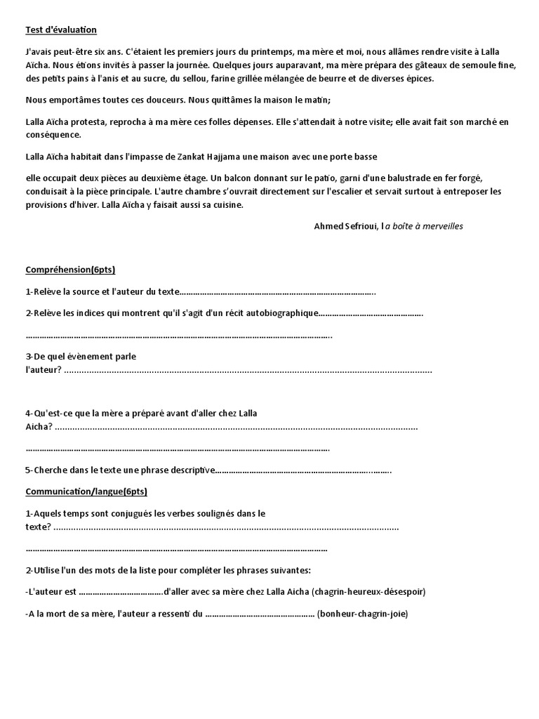 Test Diag 1 Annee Bac | PDF