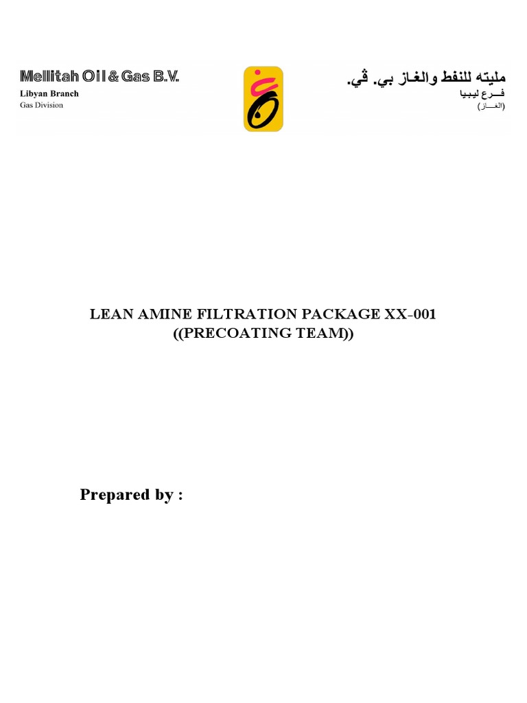 Prepared By:: Lean Amine Filtration Package Xx-001 ( (Precoating Team ...