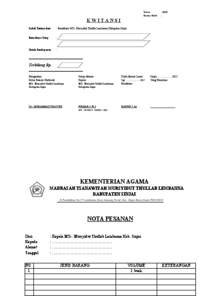Format Kwitansi-Kwitansi Dana Bos | PDF