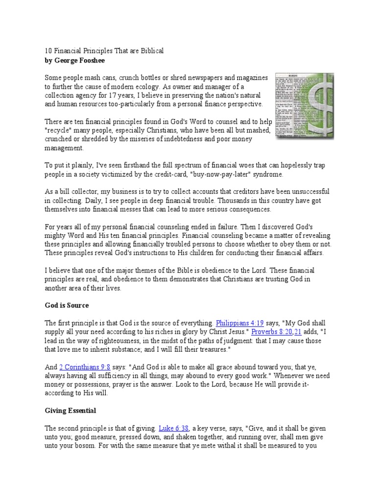 Biblical Financial Principles Explained | PDF | Debt | Monotheistic ...