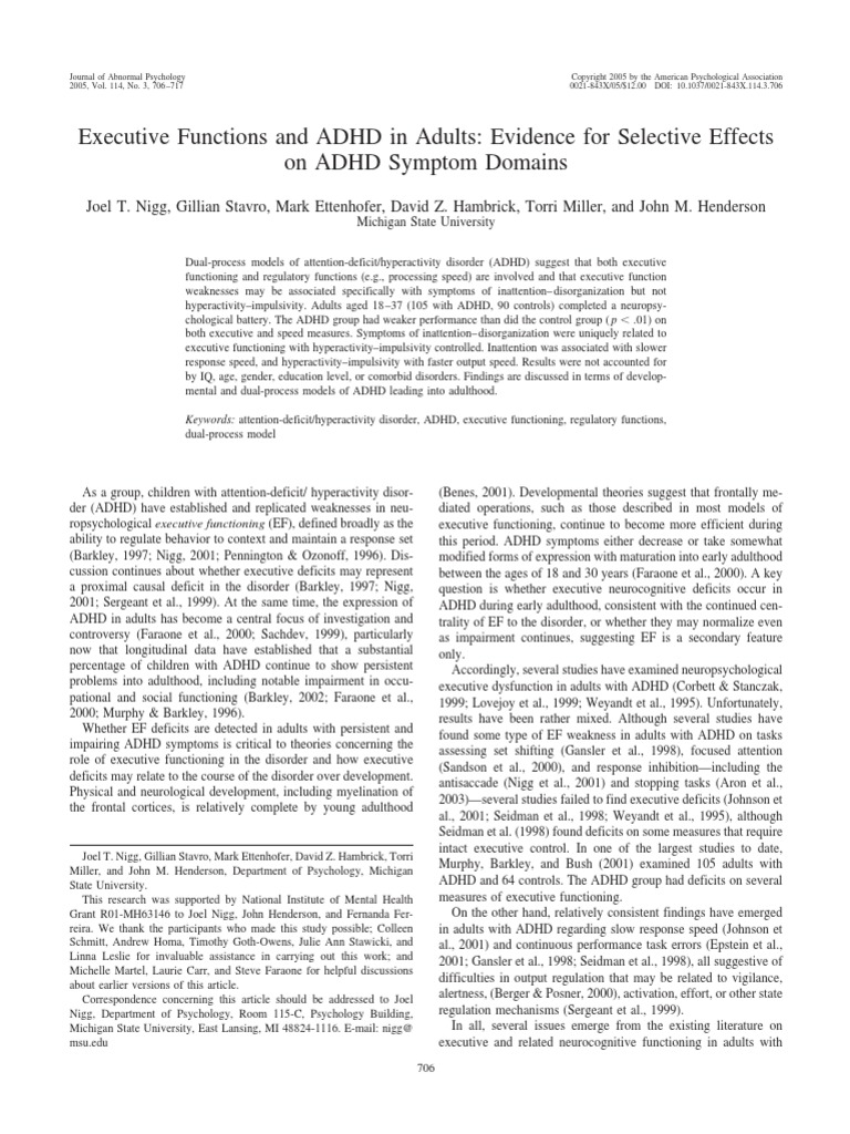 ADHD Executive Functioning | Download Free PDF | Attention Deficit ...