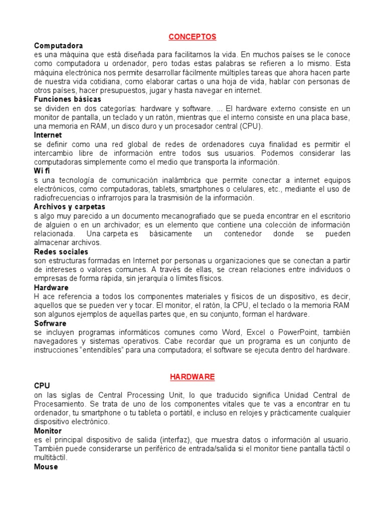 Curso de Computación | PDF | Microsoft Office | Hardware de la computadora