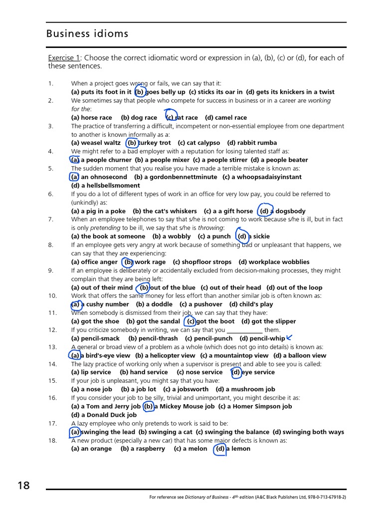 Business Idioms - Vocabulary | PDF