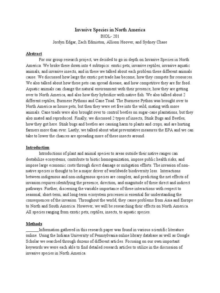 Invasive Species Impact in North America | PDF | Invasive Species ...