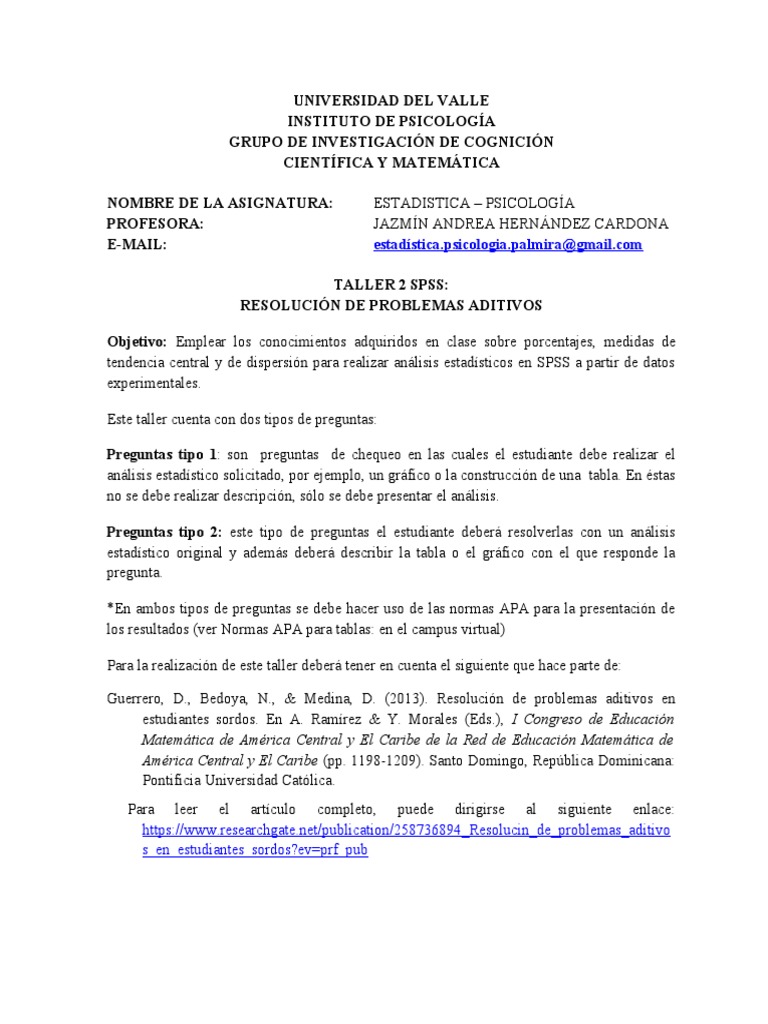 Taller 2 SPSS Suma de Numerales | PDF | Spss | Estadísticas