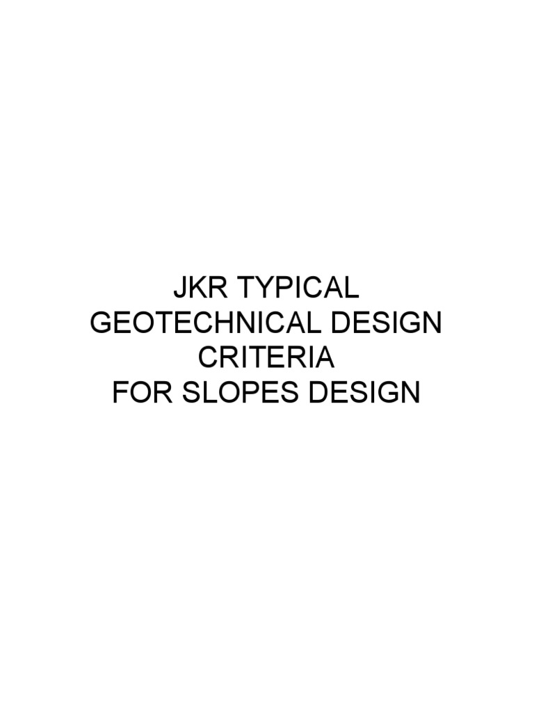 JKR Typical Geotechnical Design Criteria | PDF