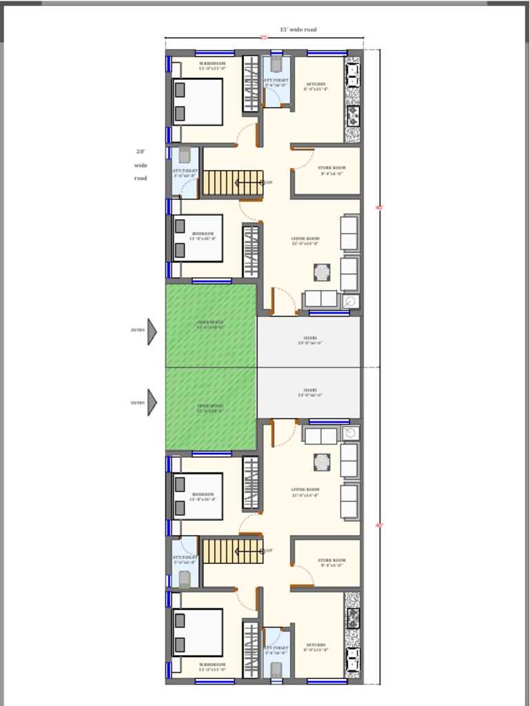 15' and 20' Wide Road House Plan | PDF | Room | Architectural Elements