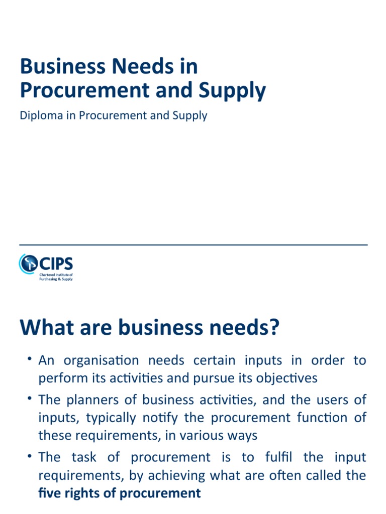 CIPS L4-Business Needs in Procurement and Supply | PDF | Pricing | Specification (Technical ...