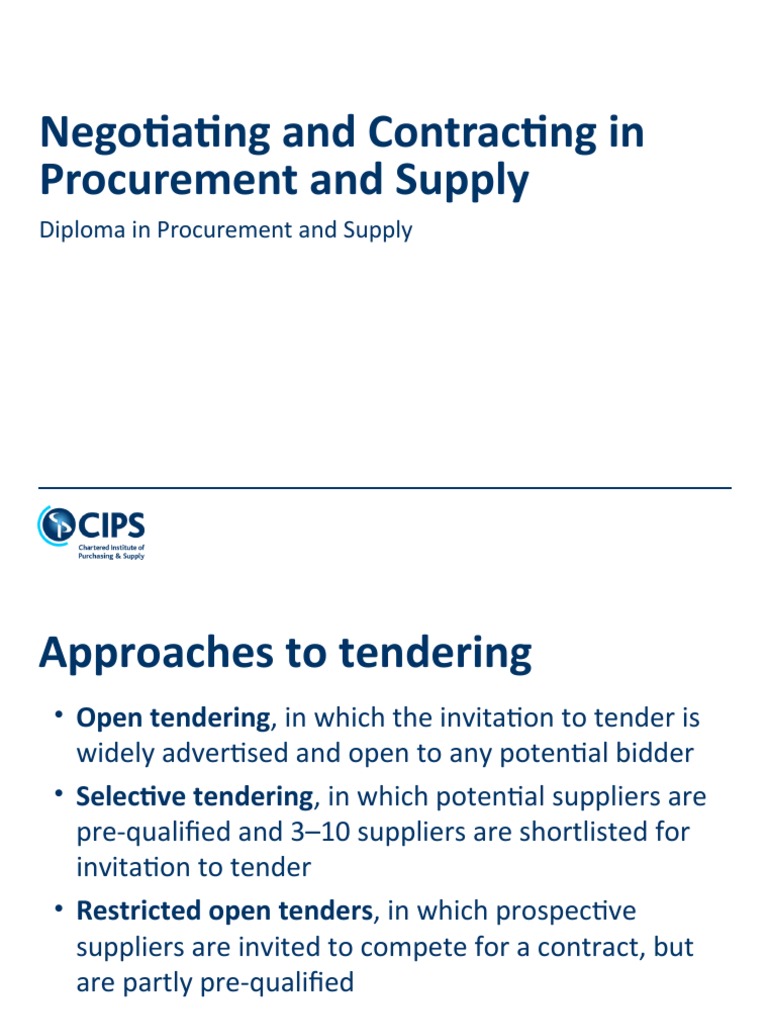 CIPS L4-Negotiating and Contracting in Procurement and Supply | PDF ...