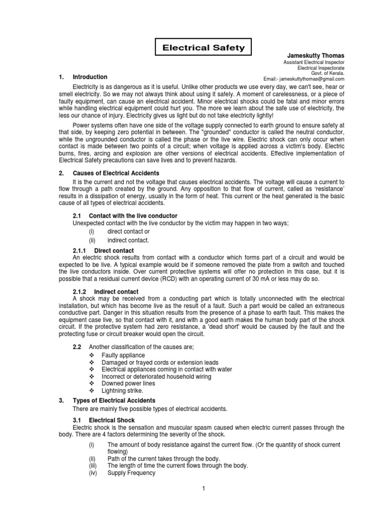 Electrical Safety: Assistant Electrical Inspector Electrical ...