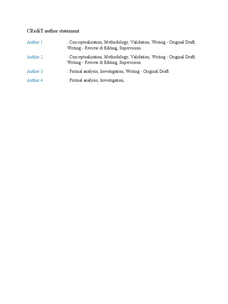 CRediT Author Statement | PDF