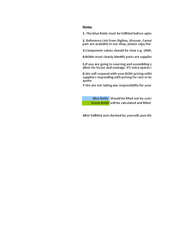 Bom Template Pdf Printed Circuit Board Business