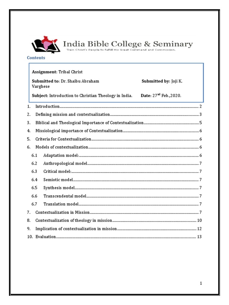 Indian Christian Theology - Tribal Christ | PDF | Creation Myths | God
