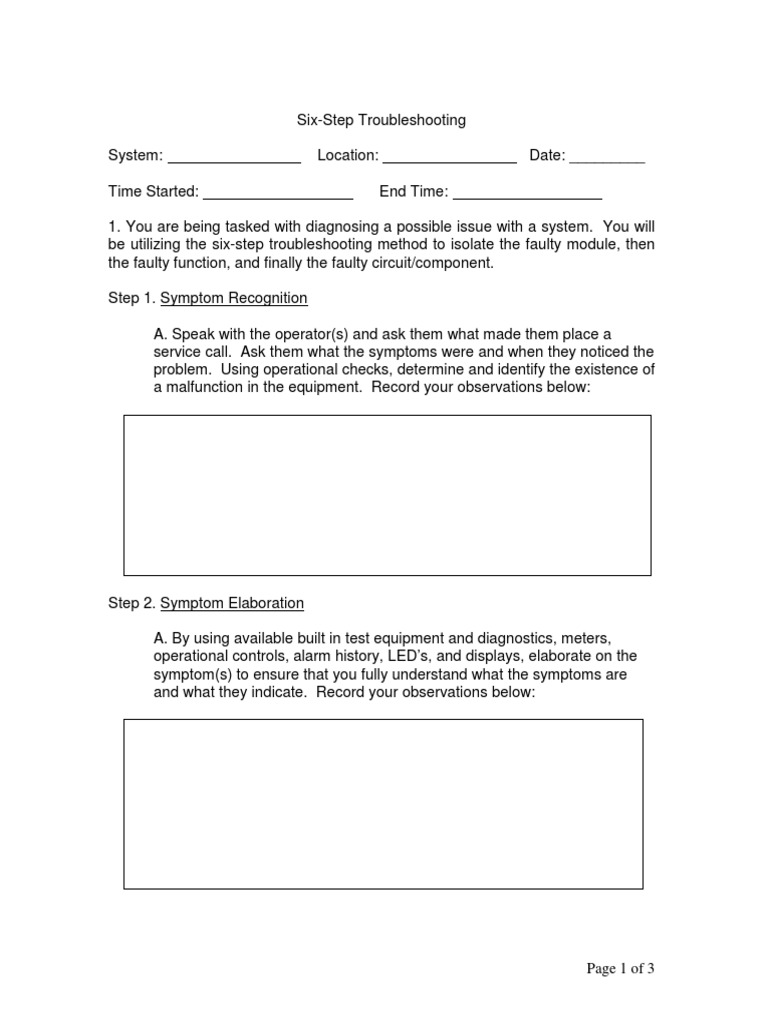 Six-Step Troubleshooting Procedure | PDF | Troubleshooting | Cognition